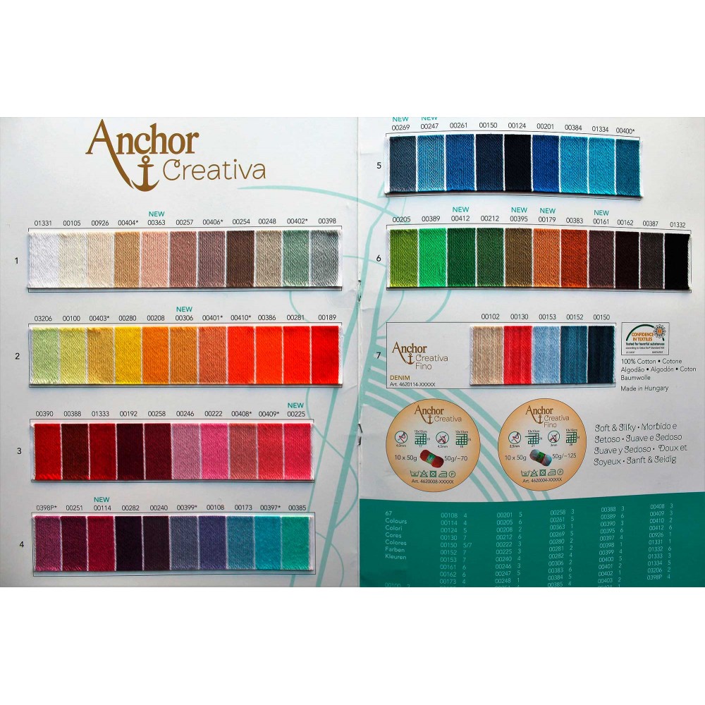 HILO CREATIVA FINO DE ANCHOR 100% ALGODÓN (COLORES)